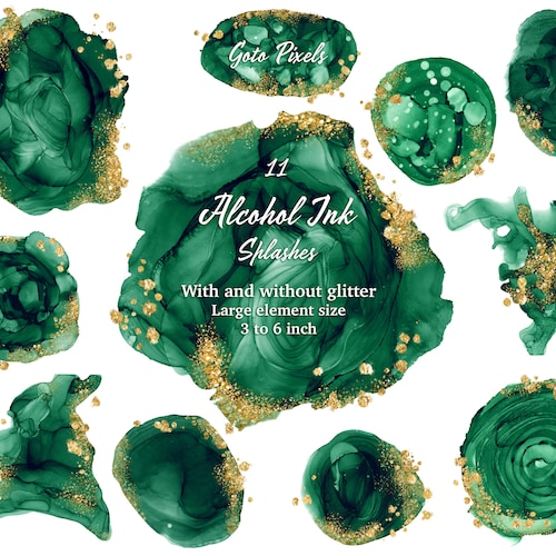 Emerald Green Gold Digital Paper Watercolor Marble - Etsy