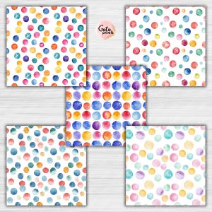20 Watercolor Polka Dot Digital Paper, Coloful Polka Dots Pattern ...