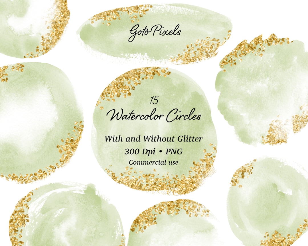 Green Watercolor Circles With Glitter, Watercolor Circles for Logo ...