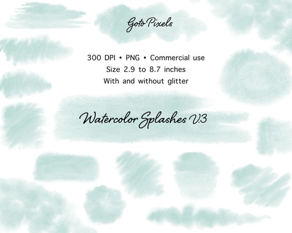 Splashes and Splotches clip art Aqua Watercolor glitter clipart Aqua ...