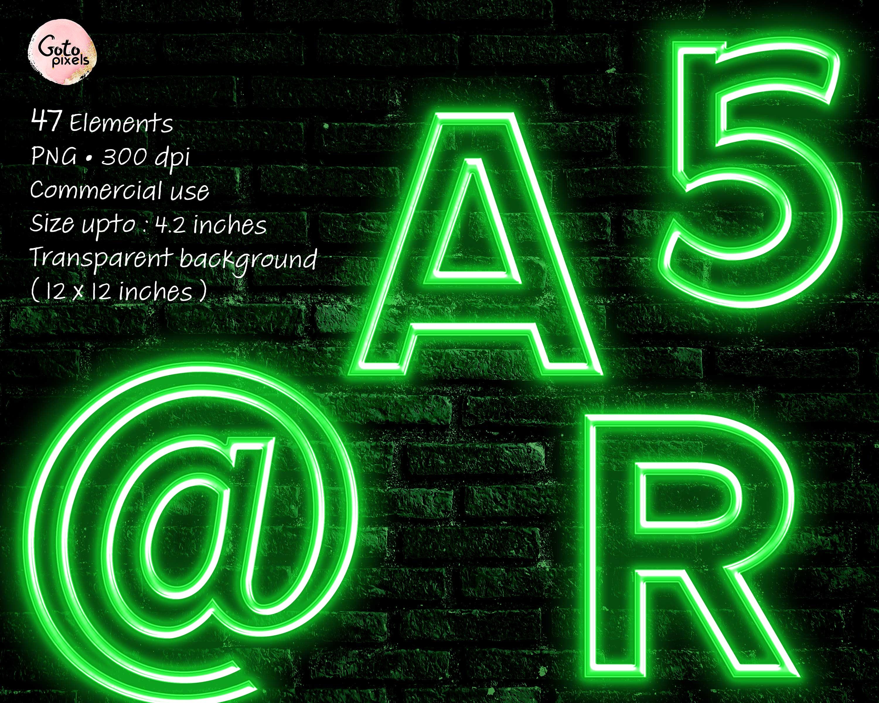 Green Neon Alphabet Clipart Neon Letters Clipart Digital - Etsy UK