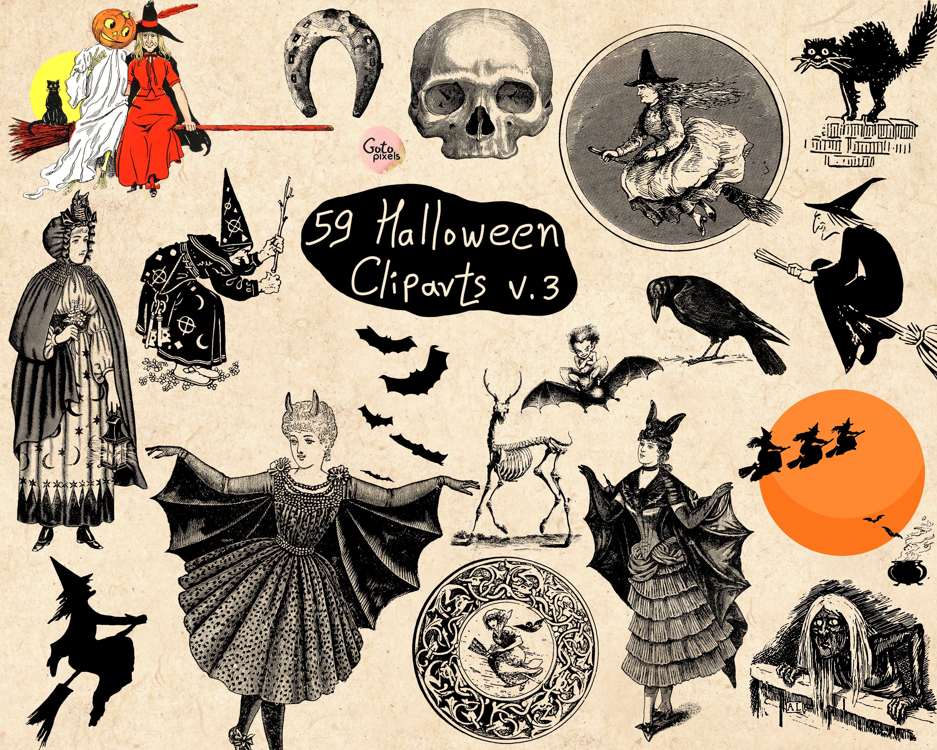 Vintage Halloween Clip Art Images