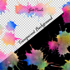 Rainbow Watercolor Splatter Clipart: Glitter Splash Backgrounds (PNG ...