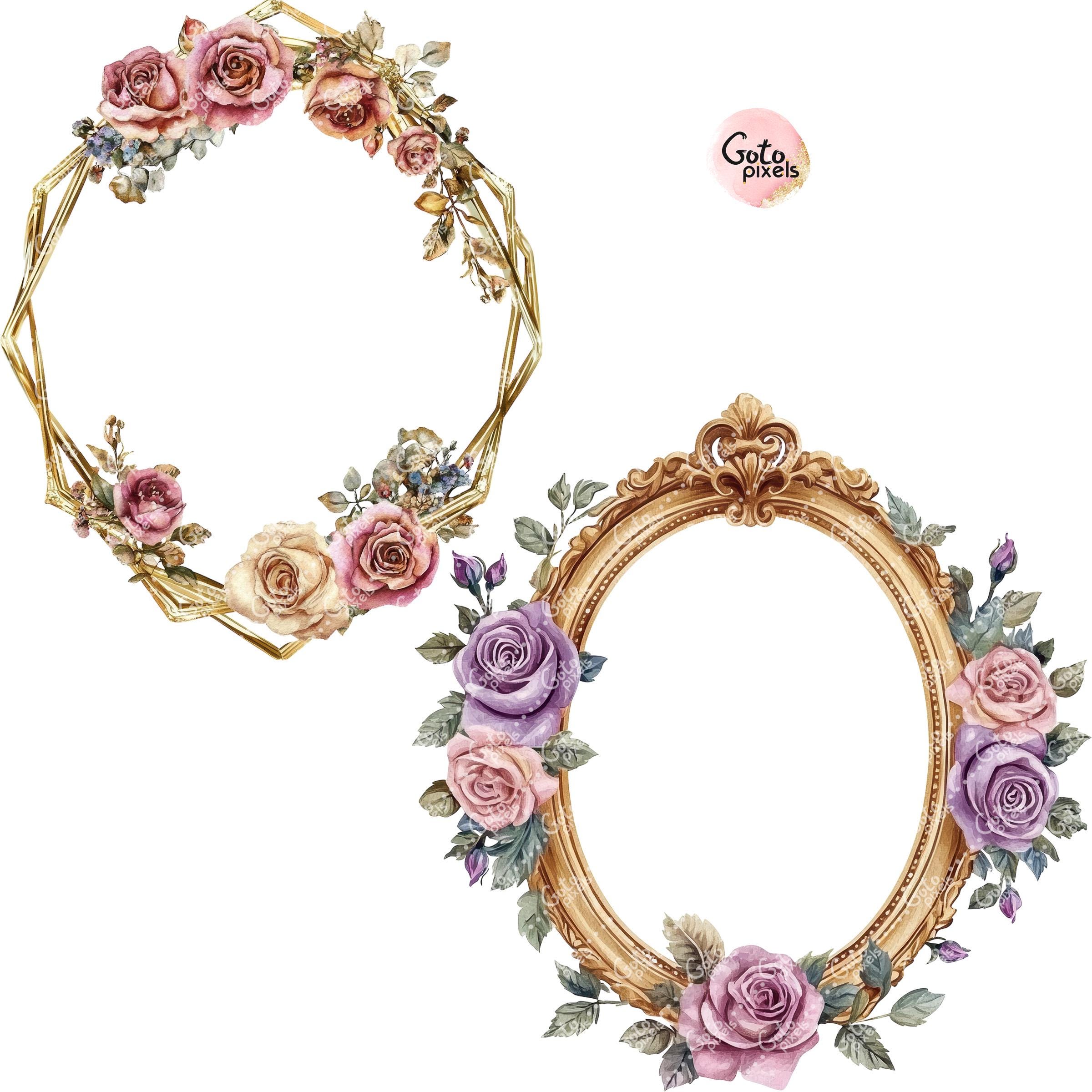 Rococo Pink Gold Frame: Baroque Border PNG Clipart (digital Download ...