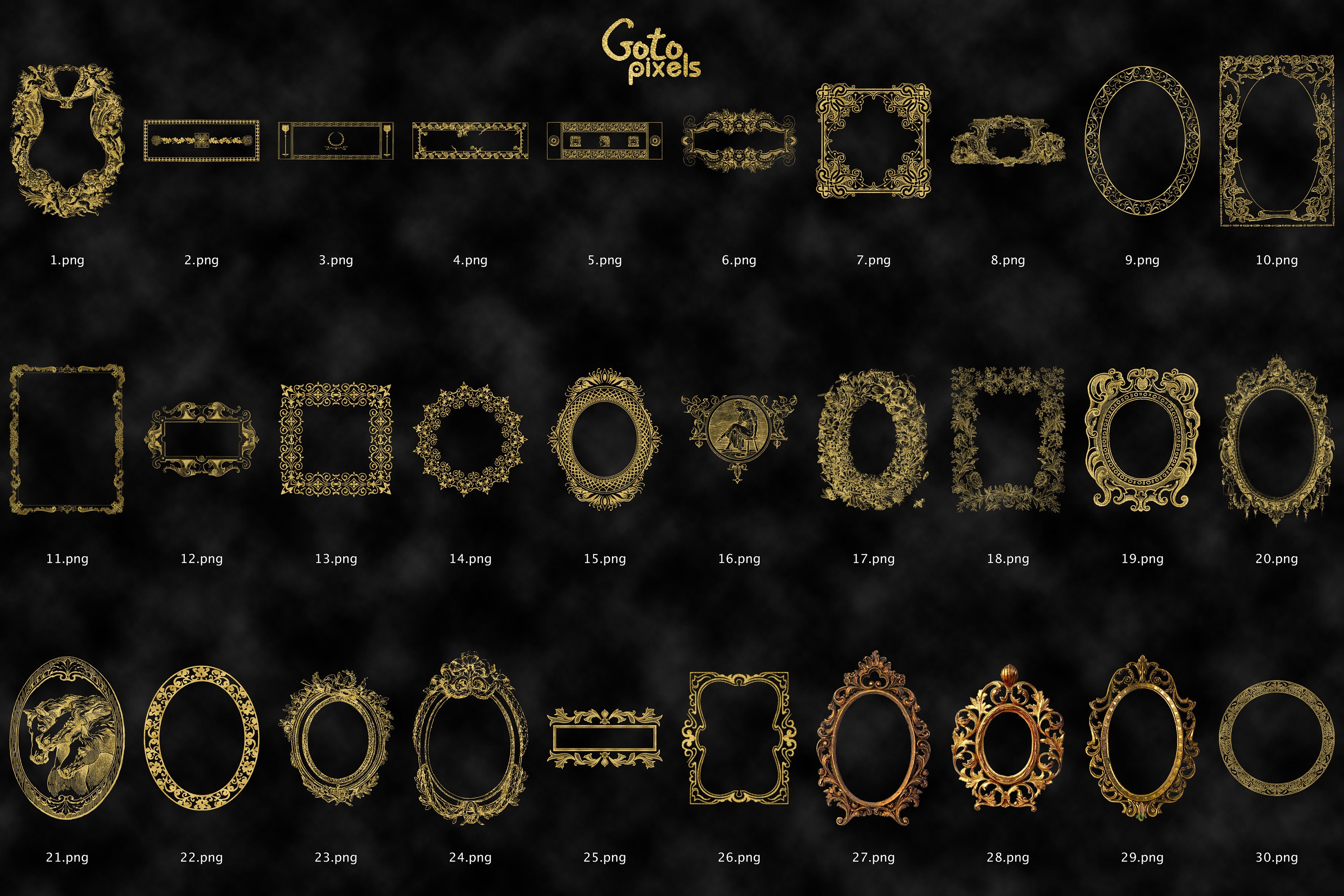 Old Gold Frames Clipart Vintage Antique Ornamental Frames | Etsy