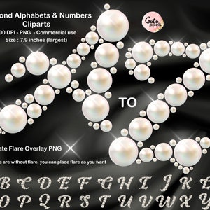 White Pearl Alphabet Script Digital PNG Clip Art Letters, Numbers and ...
