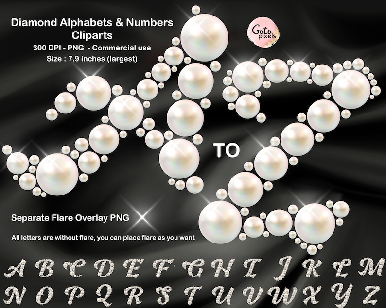 White Pearl Alphabet Script Digital PNG Clip Art Letters - Etsy