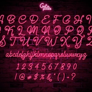 Pink Neon Alphabet Clipart, Neon Letters Clipart, Digital Neon Font ...