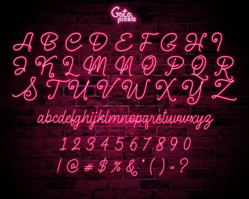 Pink Neon Alphabet Clipart Neon Letters Clipart Digital Neon - Etsy