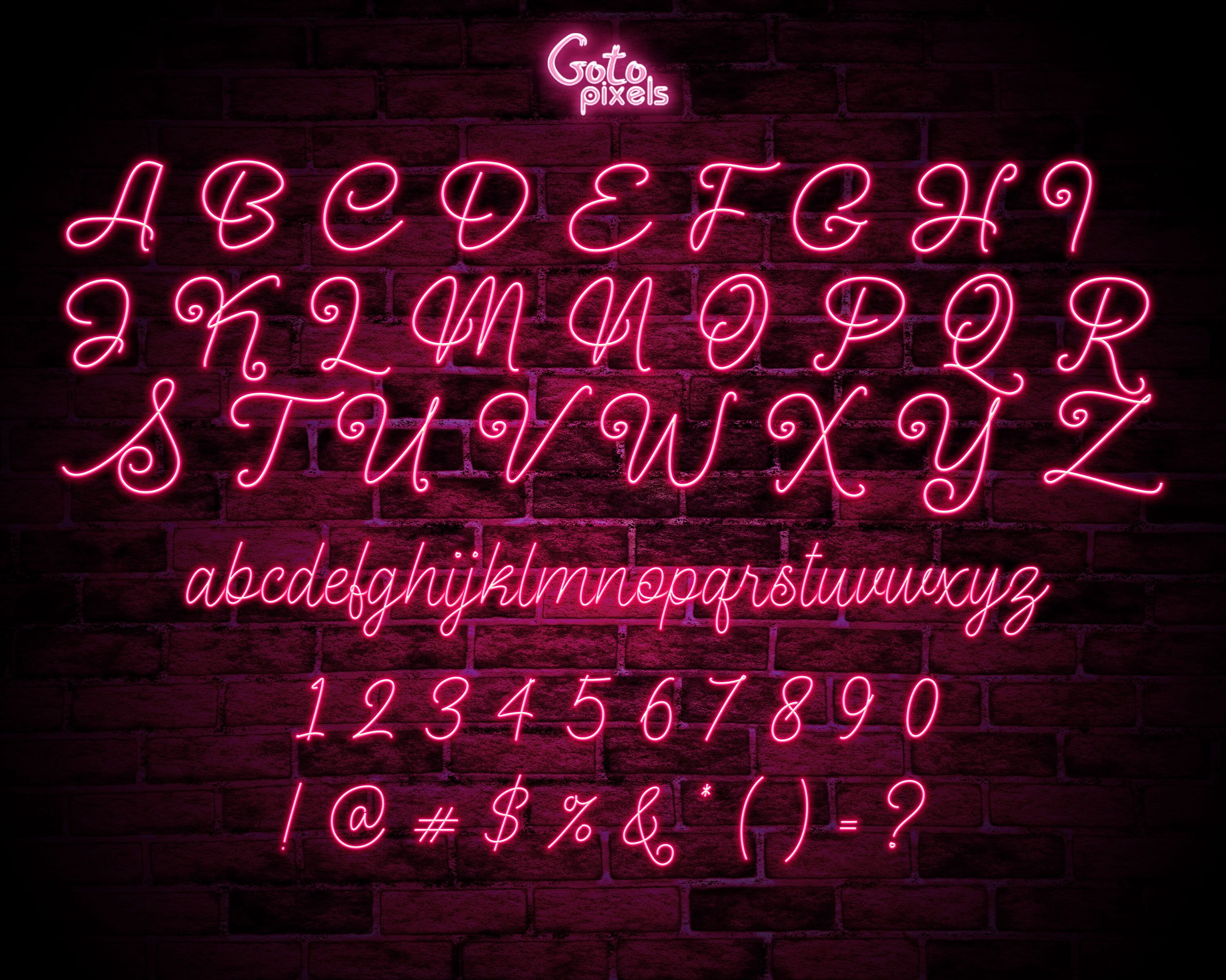 Clipart del alfabeto de neón rosa imágenes prediseñadas de | Etsy España