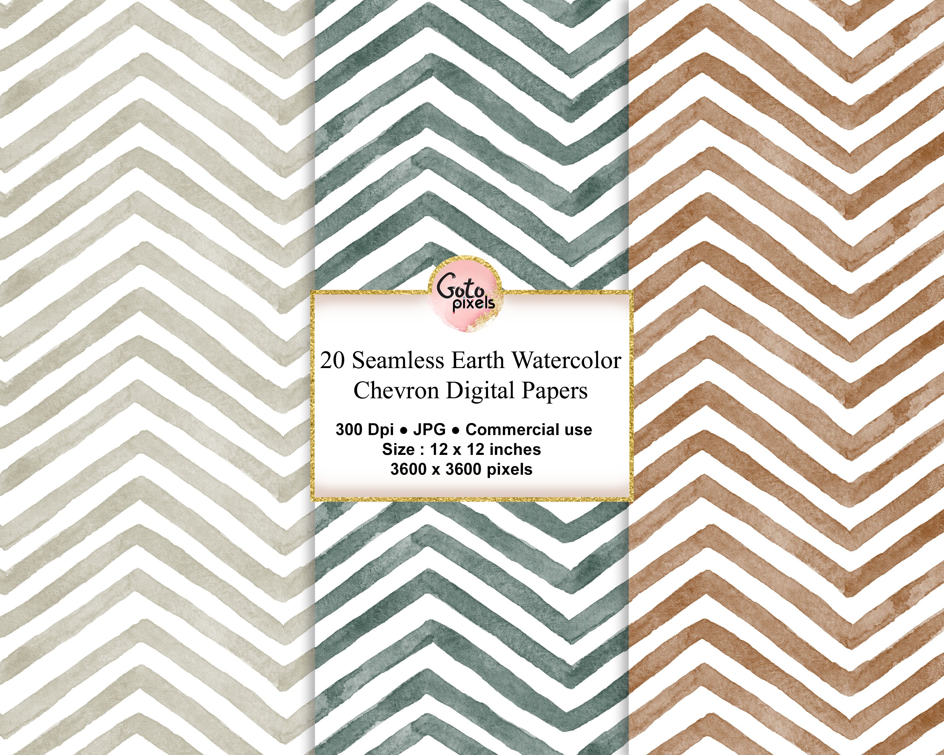 Earth Tone Watercolor Chevrons Digital Paper Download - Etsy