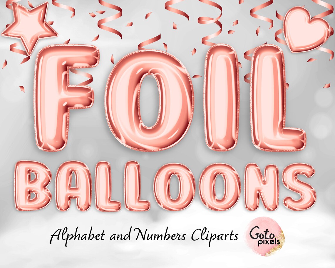 Rose Gold Foil Balloon Alphabet Clip Art-digital Instant | Etsy