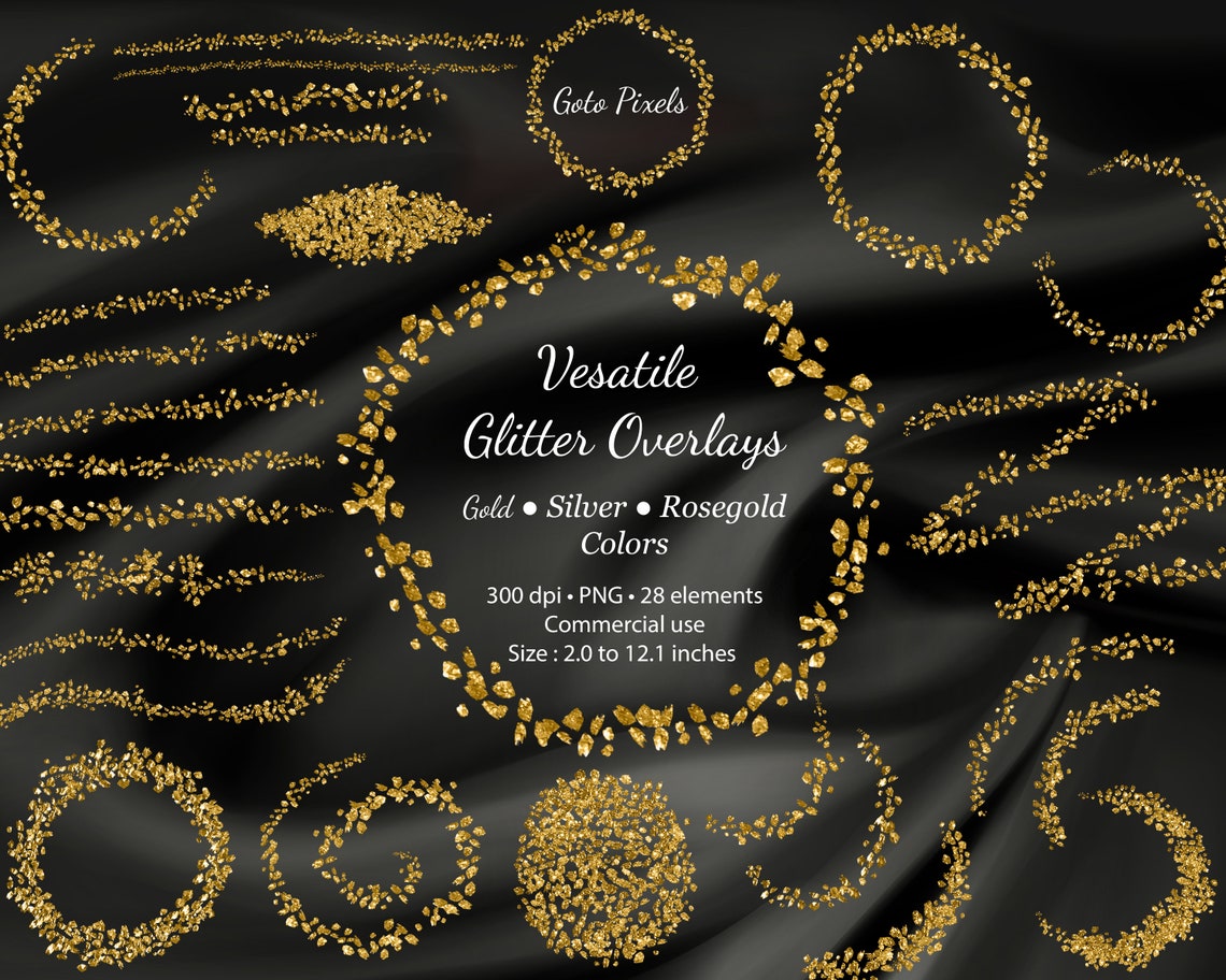 Gold Glitter Overlays Clipart Rosegold and Silver PNG | Etsy