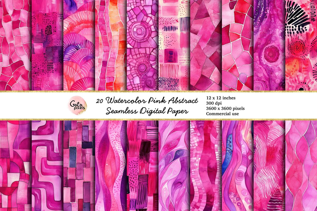 Watercolor Pink Abstract Digital Paper: Seamless Scrapbook Pattern ...
