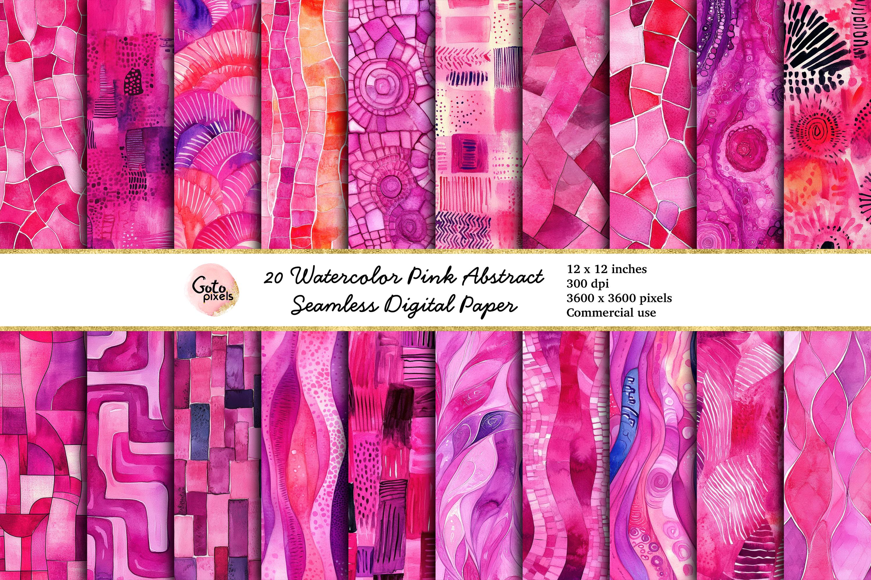 Watercolor Pink Abstract Digital Paper: Seamless Scrapbook Pattern ...