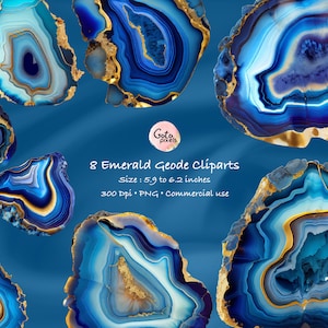 Blue Agate Geode Slices Clipart: Gemstone PNG (digital Download) - Etsy