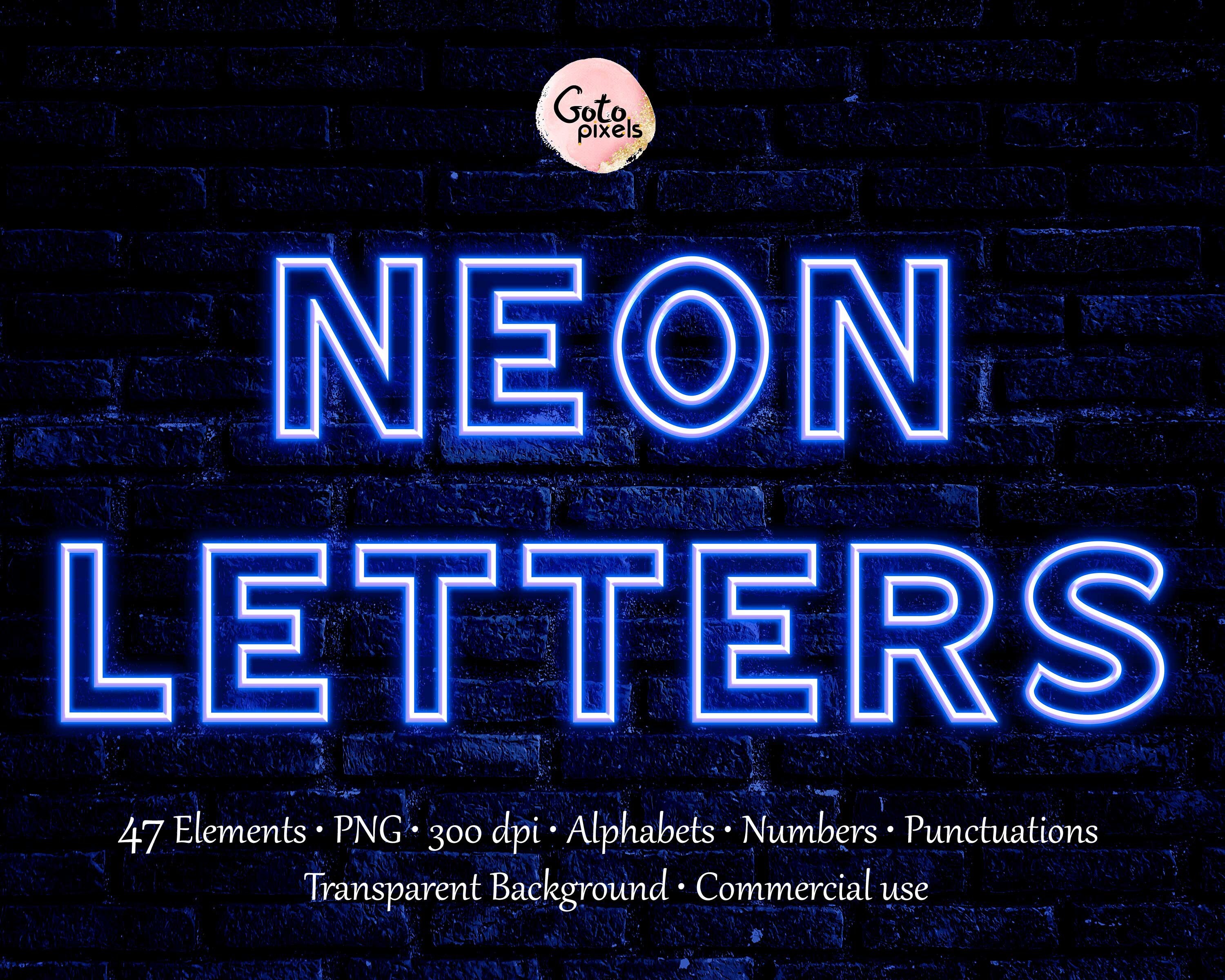 Blue Neon Alphabet Clipart Neon Letters Clipart Digital Neon - Etsy