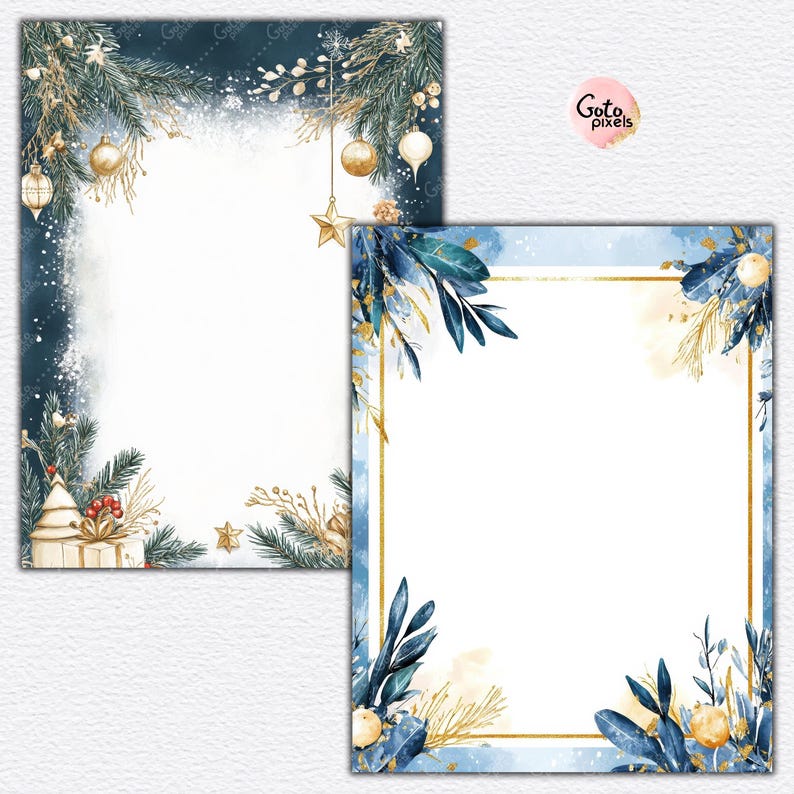 Christmas Invitation Background: Blue & Gold Winter Wedding (digital ...