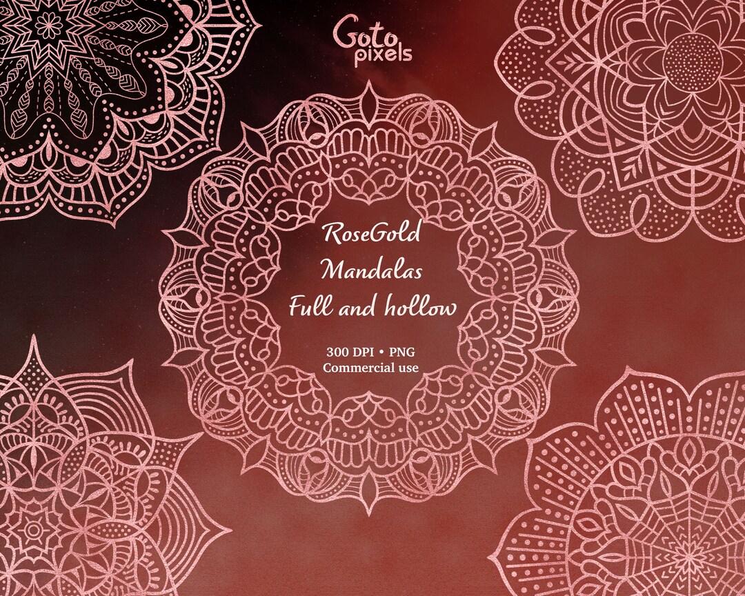 Rose Gold Mandalas Clip Art - Mandala Design Digital Rosegold Foil ...