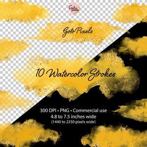 Yellow Watercolor Brush Strokes,yellow Watercolor Clipart,splash ...