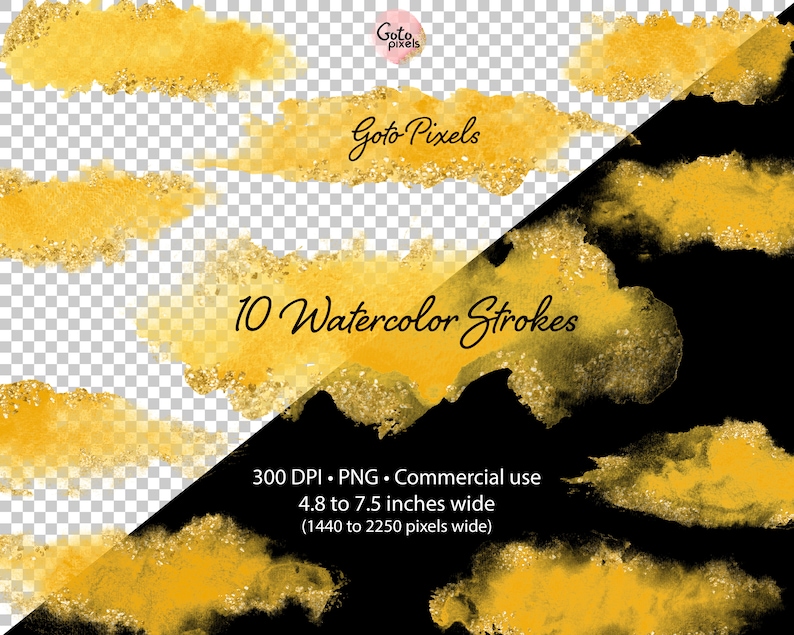 Yellow Watercolor Brush Strokes,yellow Watercolor Clipart,splash ...