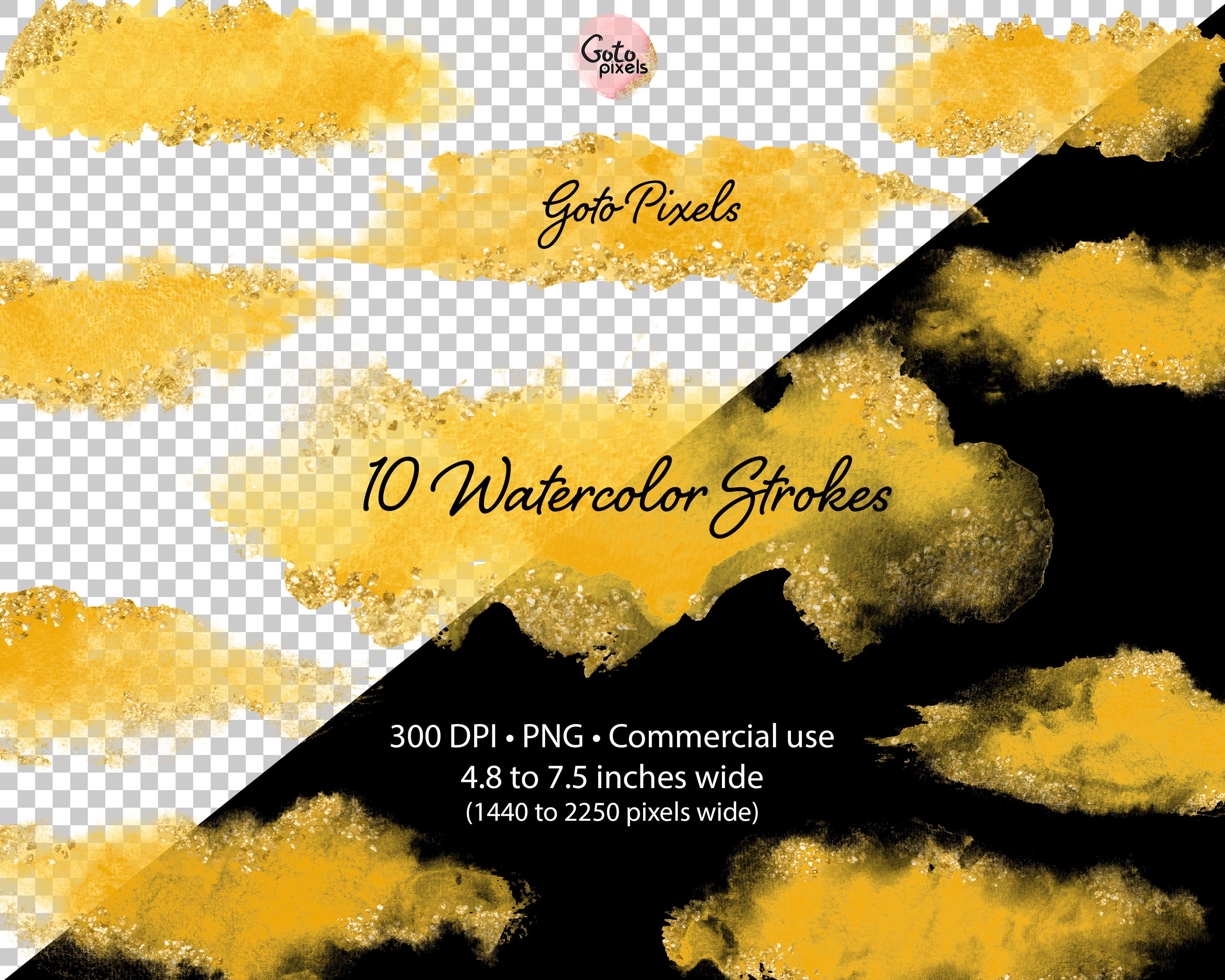 Yellow Watercolor Brush Strokesyellow Watercolor | Etsy