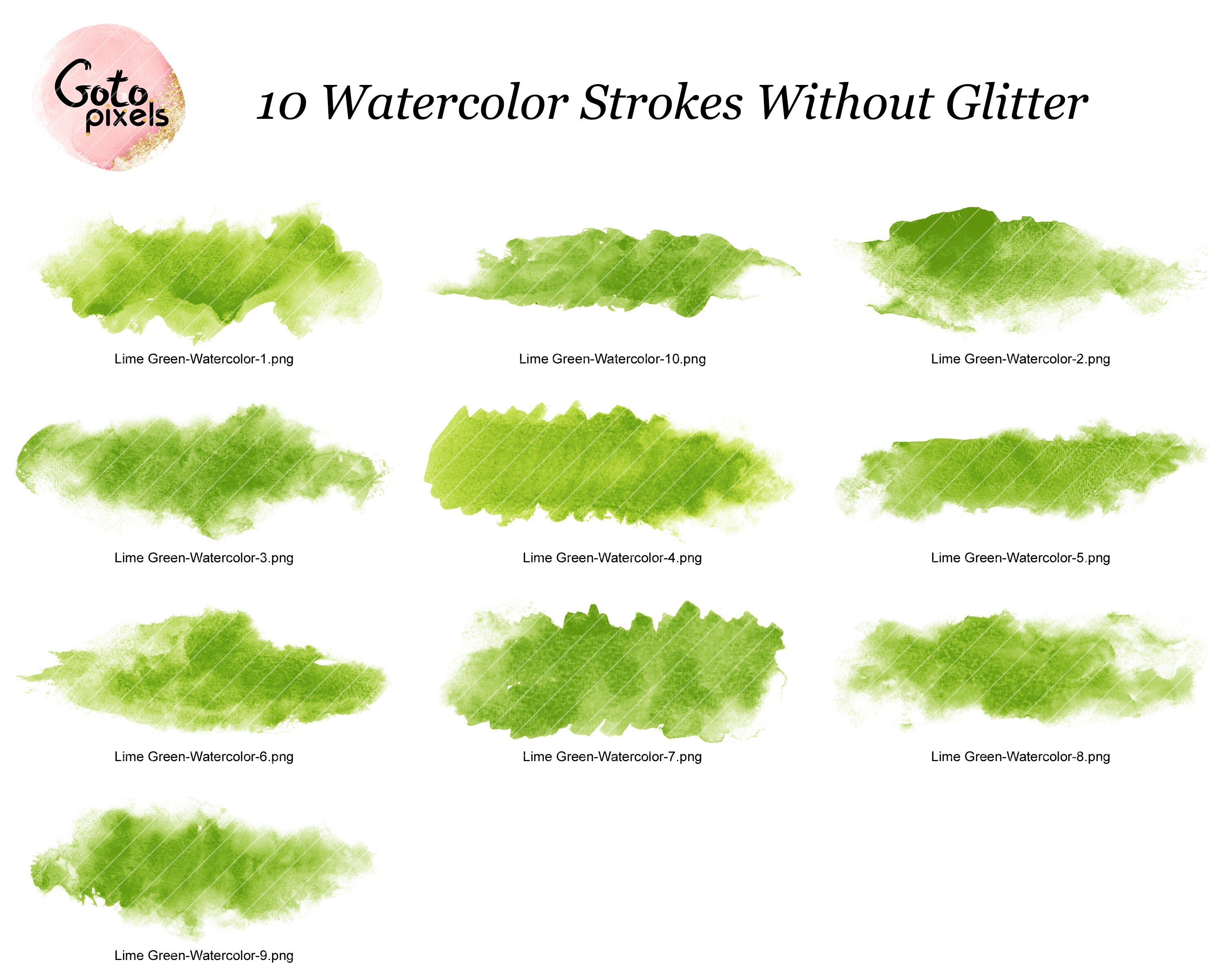 Lime Green Watercolor Brush Strokes Green Watercolor Clipart - Etsy
