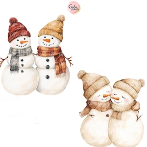 Watercolor Snowman Clipart PNG, Watercolor Christmas Clipart, Christmas ...