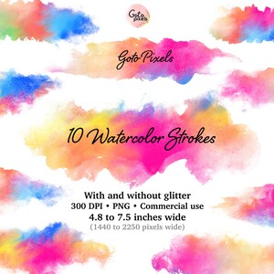 Rainbow Watercolor Brush Strokes, Rainbow Watercolor Clipart, Splash ...