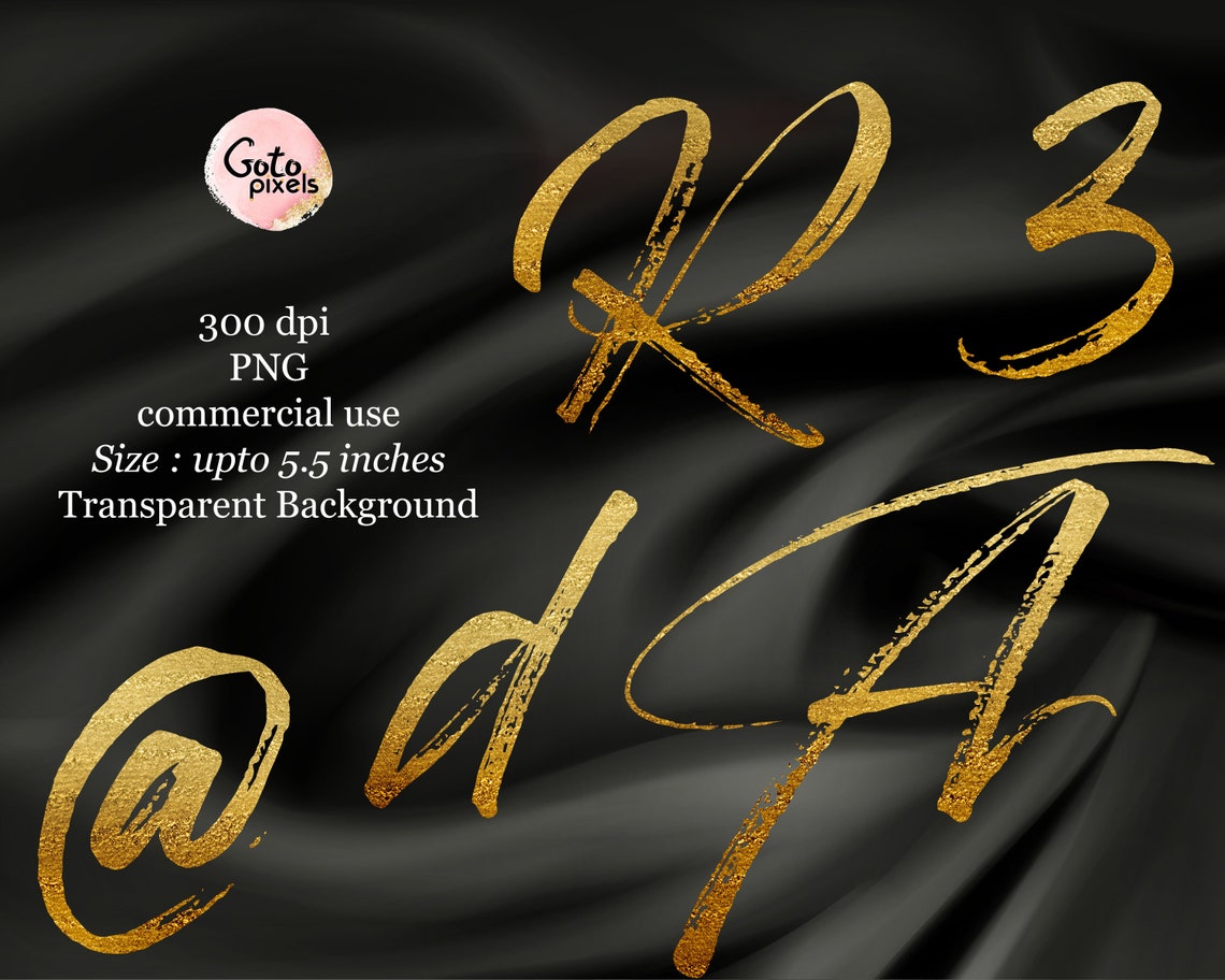 Gold Brush Foil Clipart Gold Foil Ombre Alphabet Clipart | Etsy