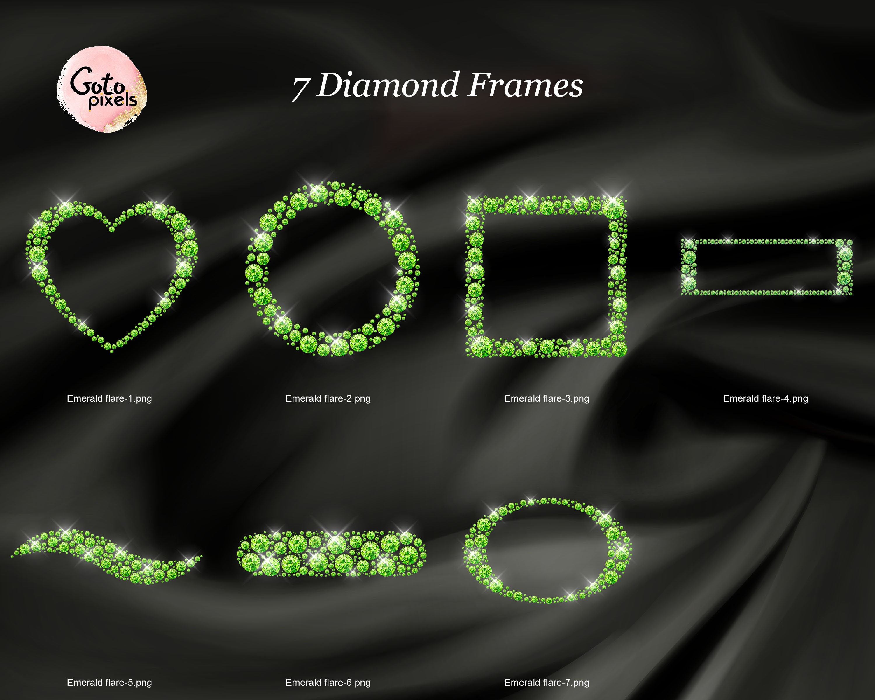Emerald Diamond Frame Clipart Green Diamond Borders Overlay | Etsy
