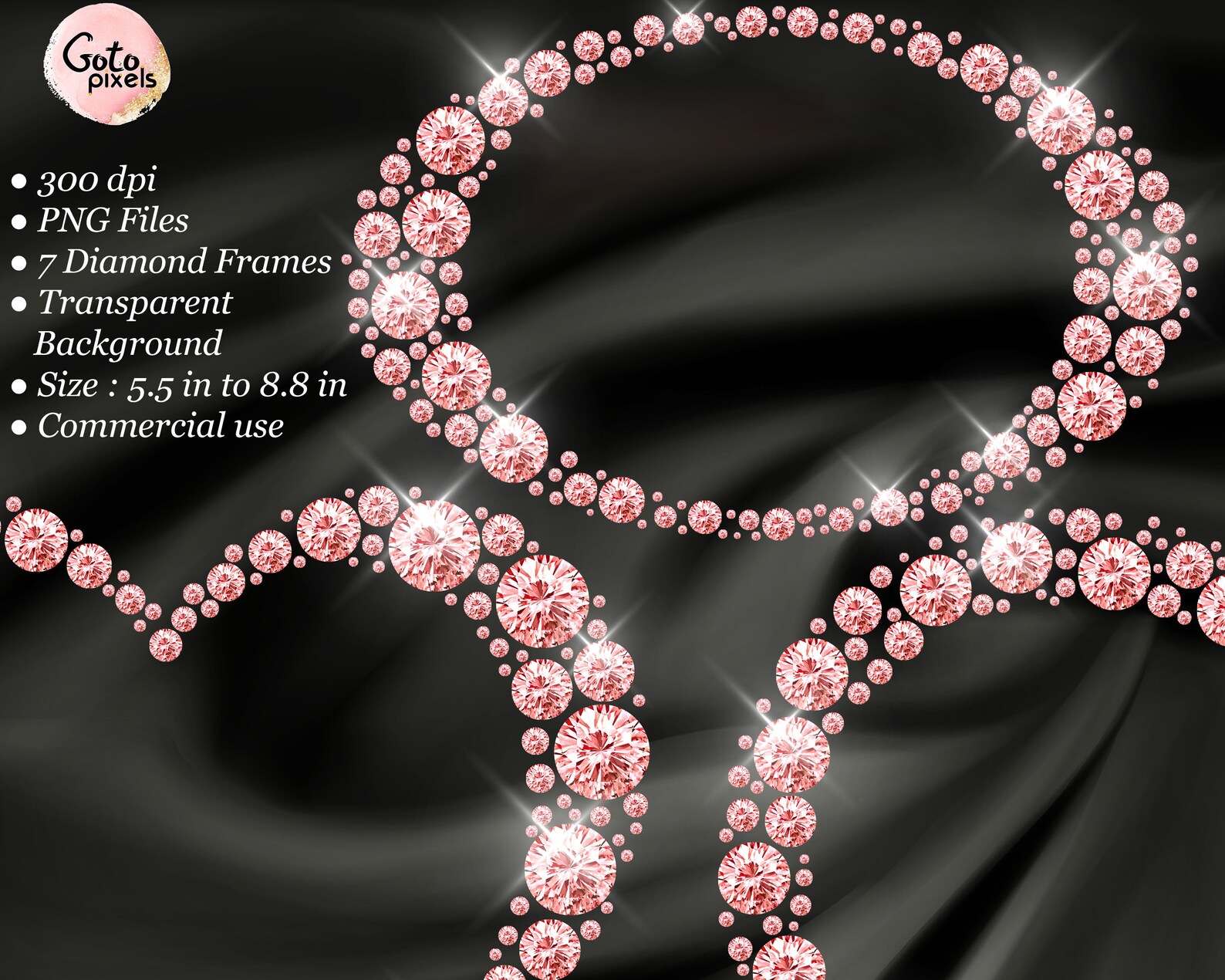 Rosegold Diamond Frame Clipart Rose gold Diamond Borders | Etsy