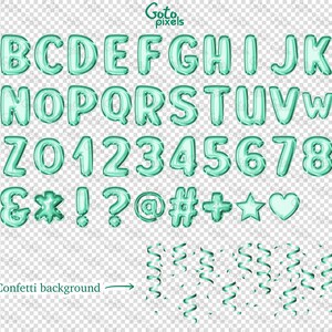 Mint Green Foil Balloon Alphabet Clip Art, Celebration and Party ...