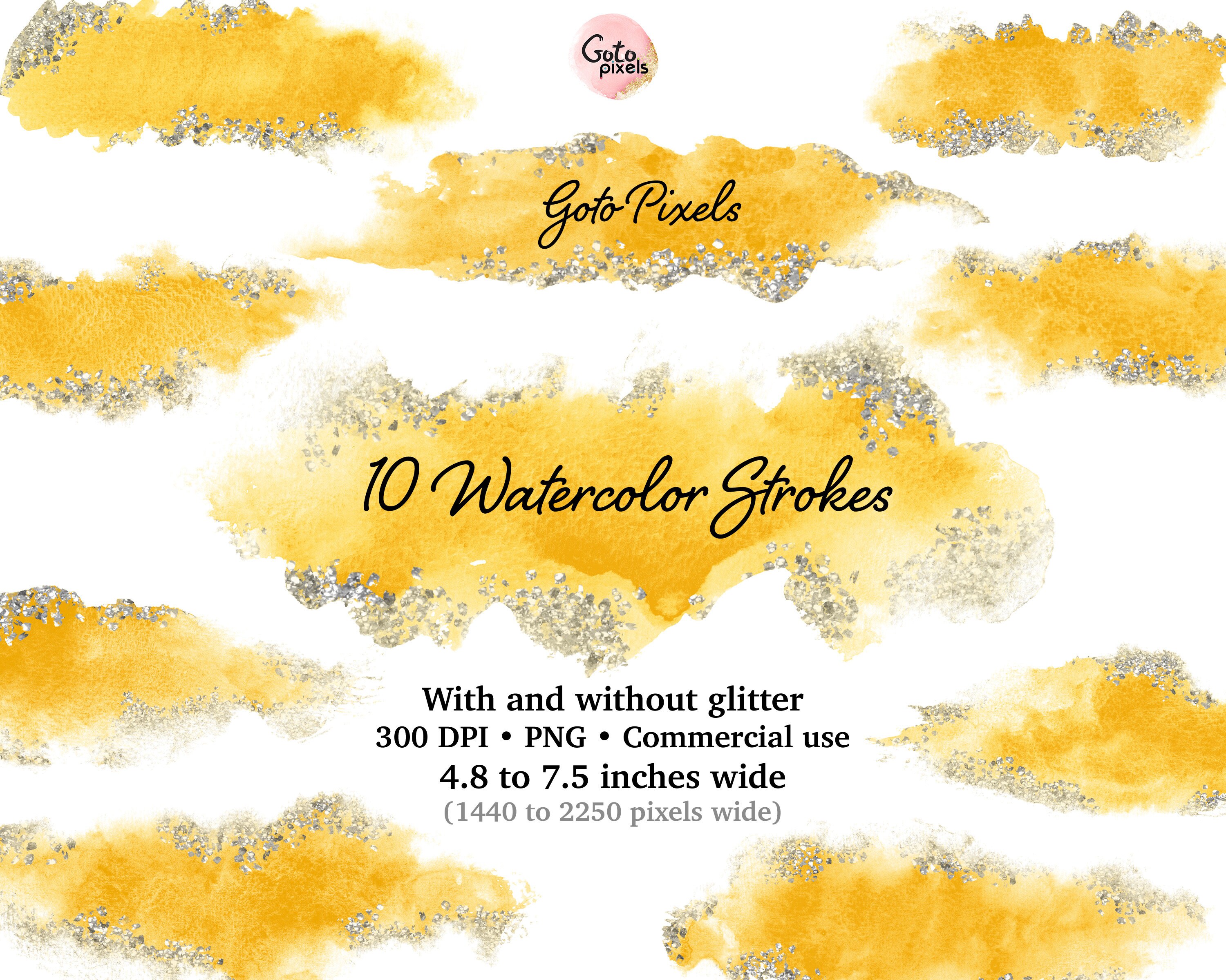 Yellow Watercolor Brush Strokesyellow Watercolor - Etsy