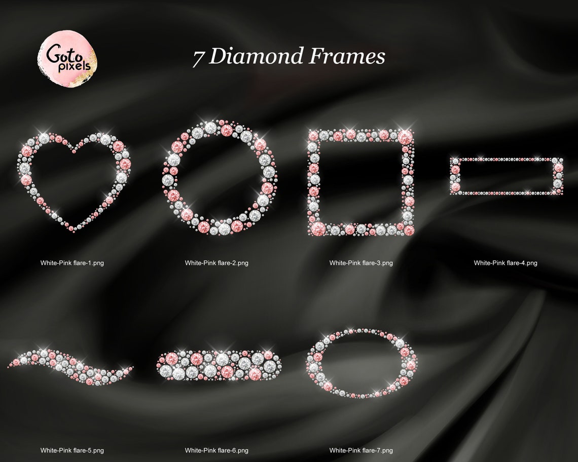 Pink and White Diamond Frame Clipart Pink Diamond Borders | Etsy