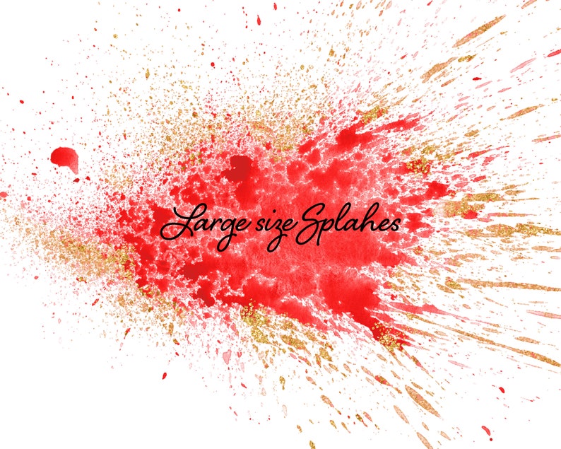 Large Red Watercolor Glitter Clipart Splashes and Splotches - Etsy