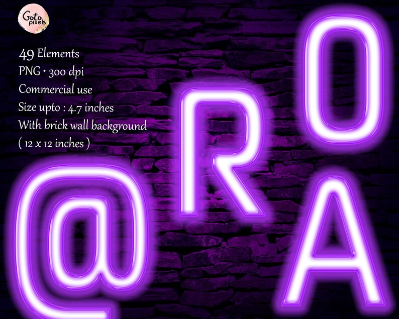 Purple Neon Alphabet Clipart Neon Letters Clipart Digital - Etsy