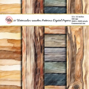 Seamless Watercolor Wooden Digital Paper, Vintage Wooden Textures ...