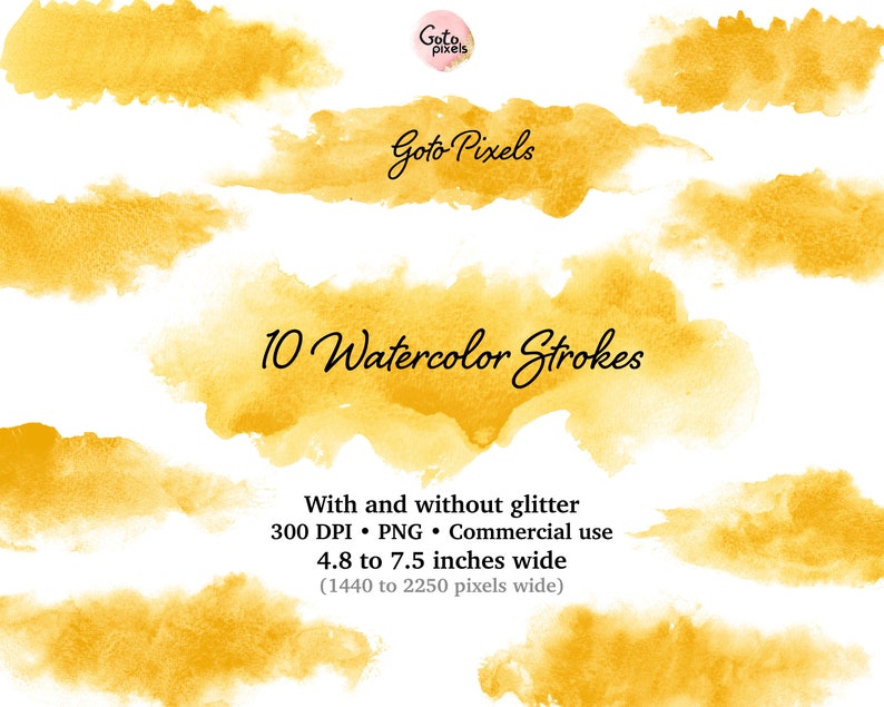 Yellow Watercolor Brush Strokes,yellow Watercolor Clipart,splash ...