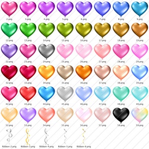 Rainbow Heart Balloons Clipart - Cute Valentine Balloon and Ribbons Png ...