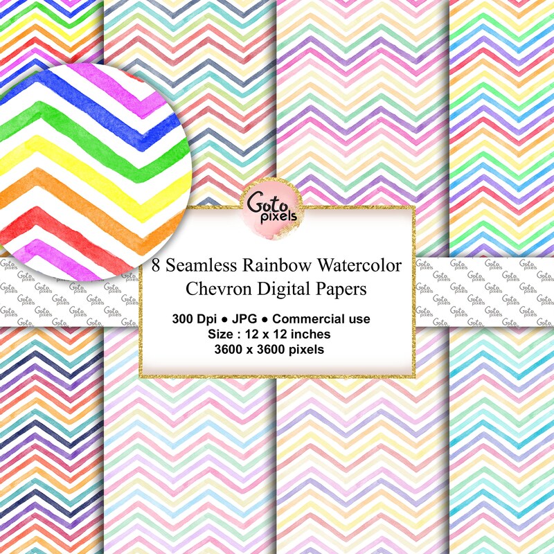 Watercolor Chevron - Etsy