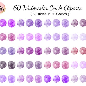 Purple Watercolor Circle Clipart, Watercolor Circles for Logo Shades of ...
