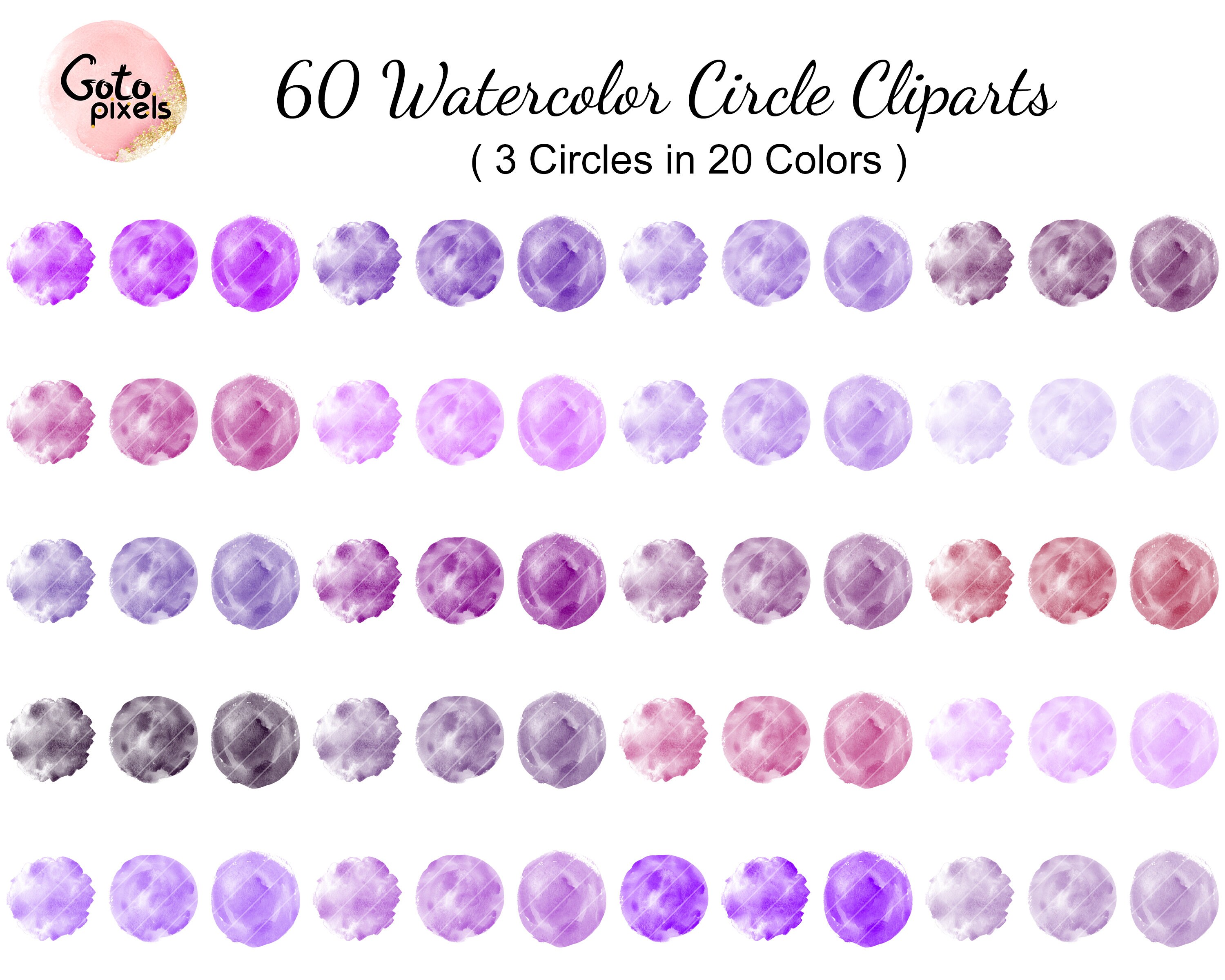 Purple Watercolor Circle Clipart Watercolor Circles for Logo - Etsy