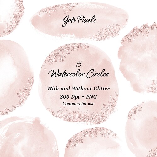 Gold Circles With Pink Watercolor Watercolor Circles for - Etsy