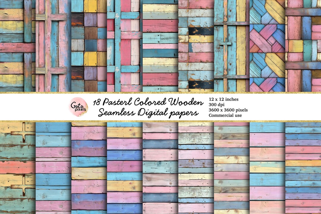 Shabby Chic Wooden Digital Paper: Iridescent Seamless Textures (digital ...