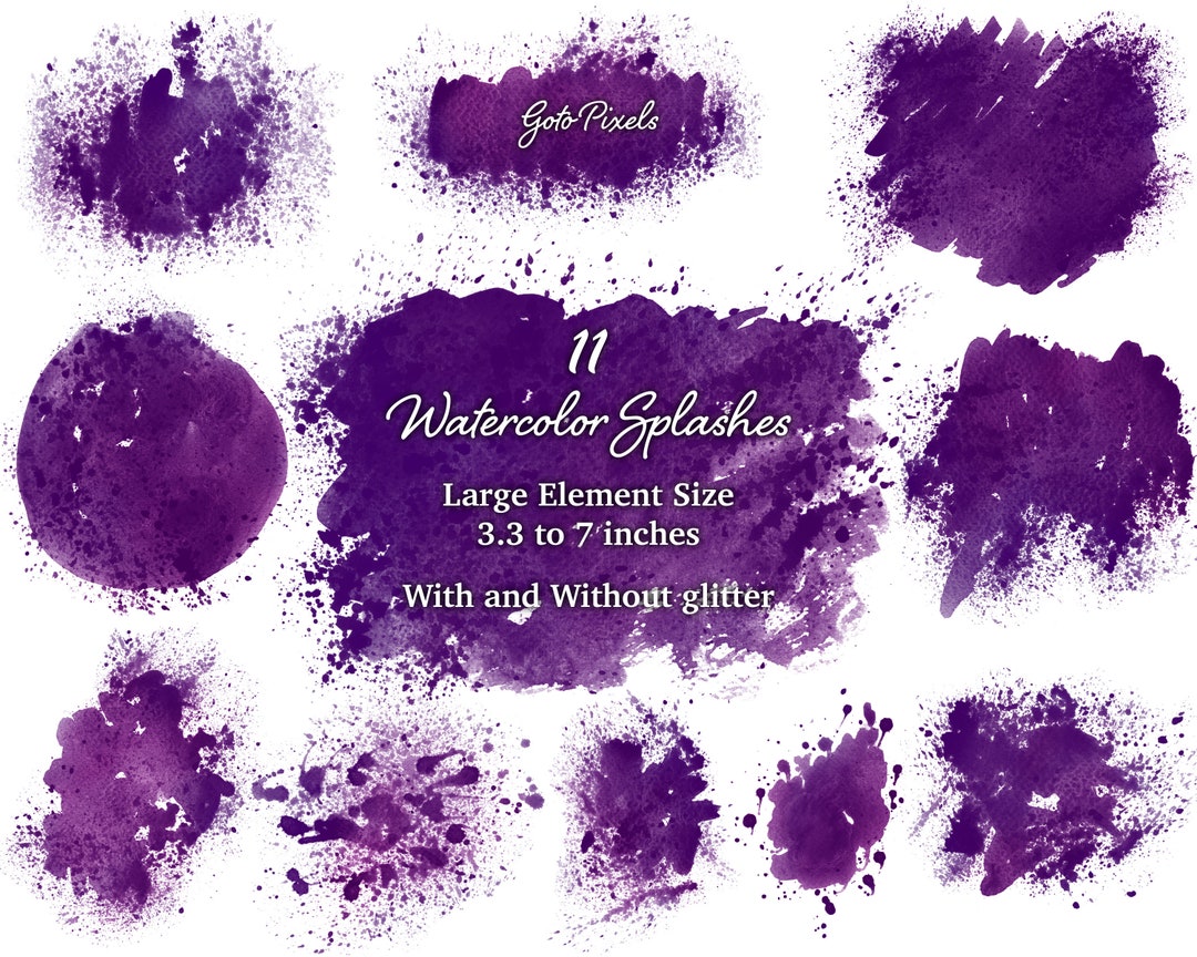 Purple Watercolor Splatter Clipart | Splashes and Splotches Clip Art ...
