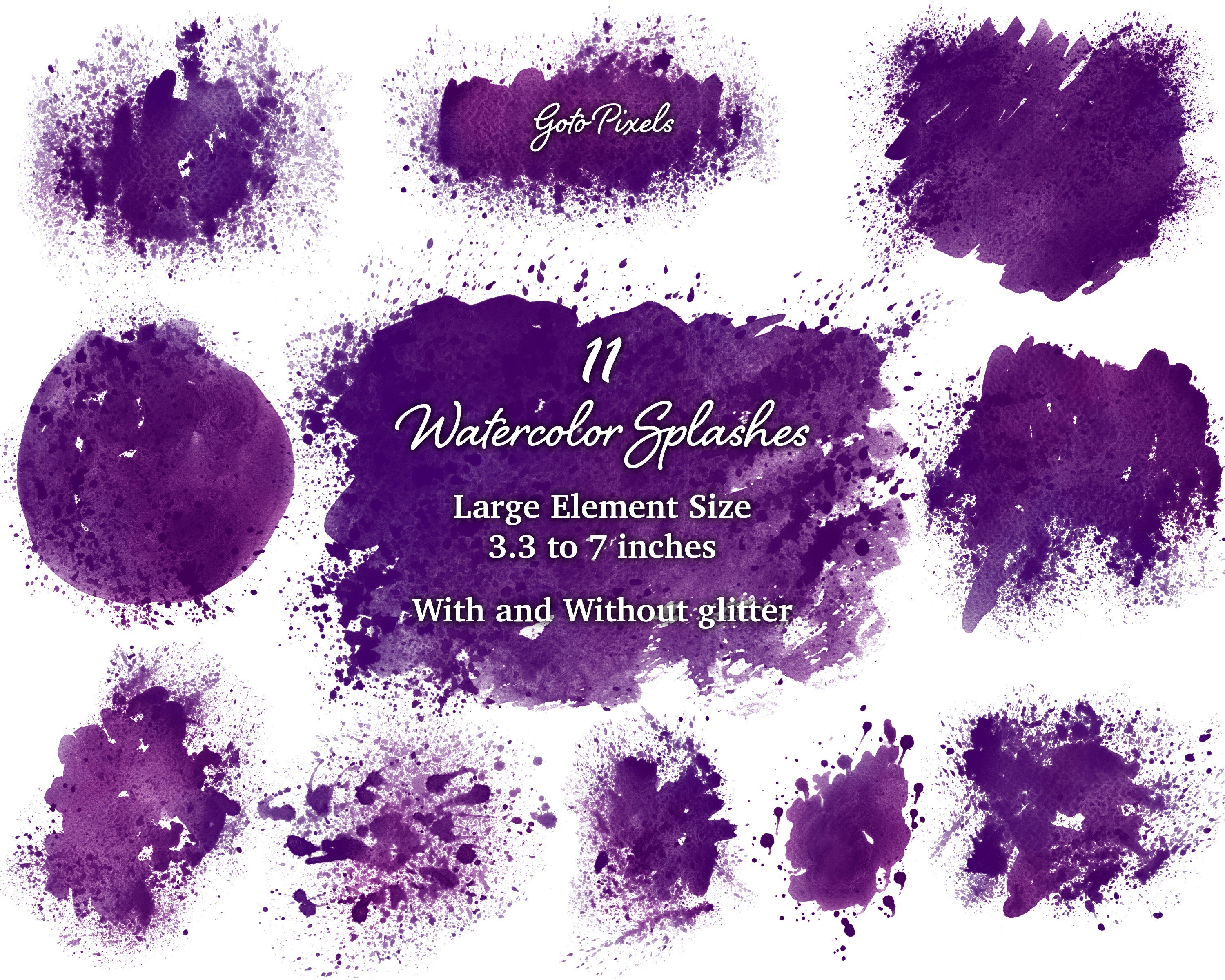 Purple Watercolor Splatter Clipart Splashes and Splotches - Etsy