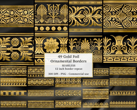 Ornate Gold Borders Clipart Seamless Border Segments Gold - Etsy