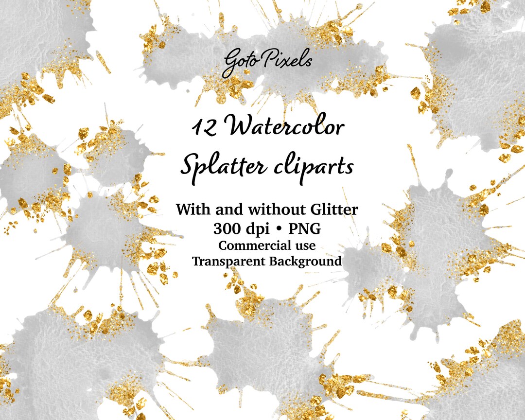 Grey Watercolor Splatter Clipart, Splashes and Splotches Clip Art ...