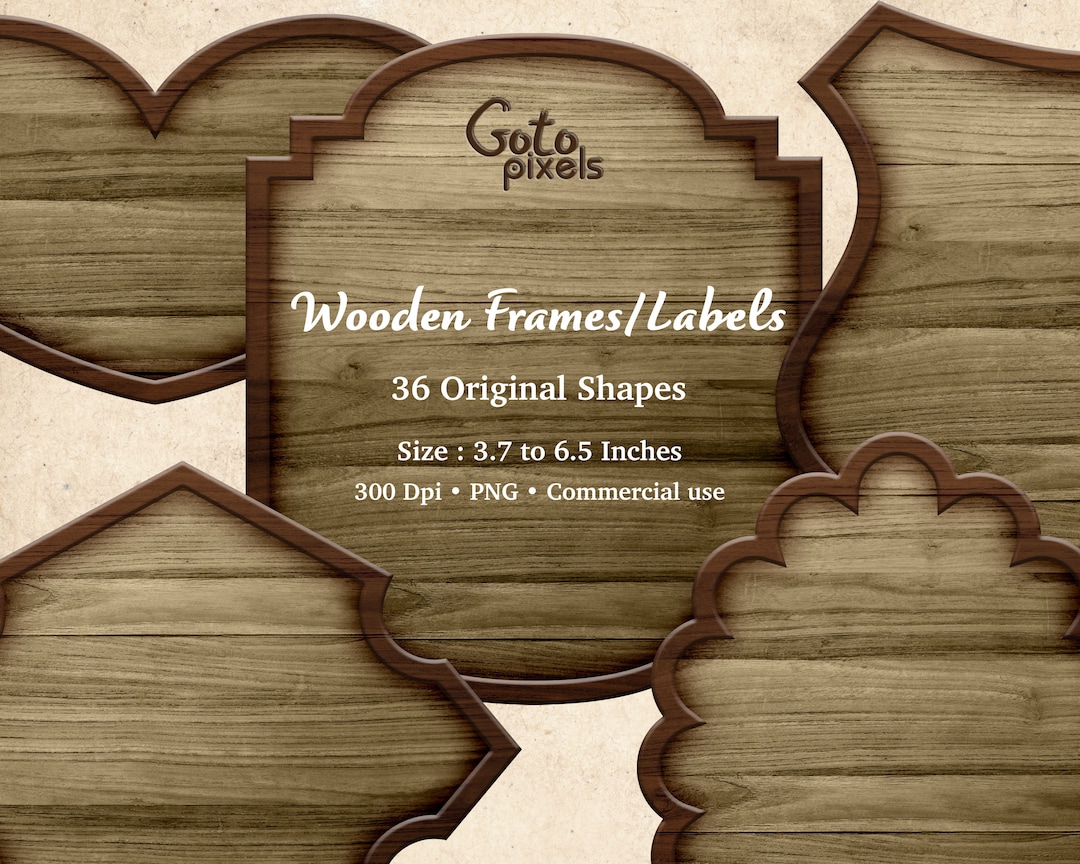 Wood Labels Clipart, Rustic Frame Clipart, Digital Wood Tags, Wooden ...